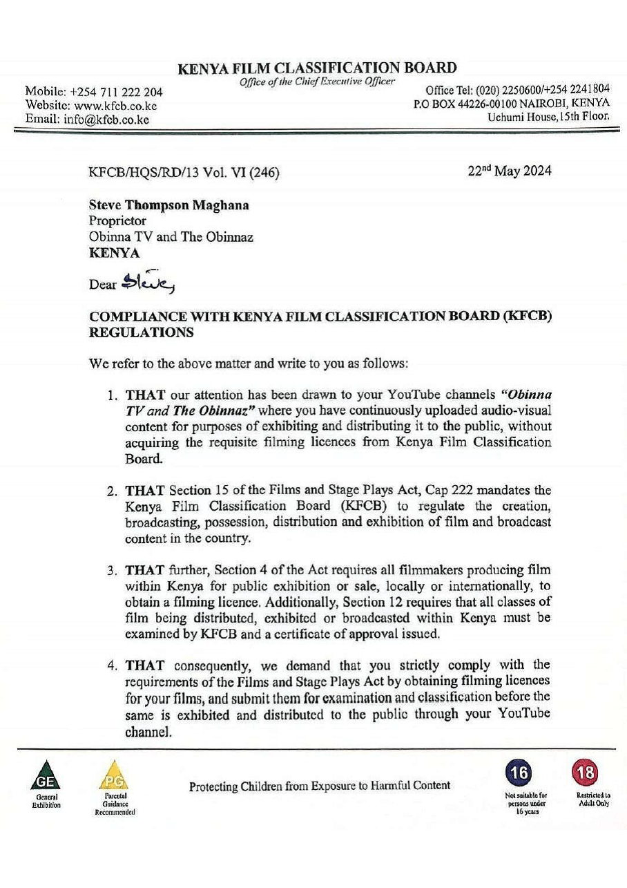 Kenya's Film Board stifling talent with outrageous licensing demands ...